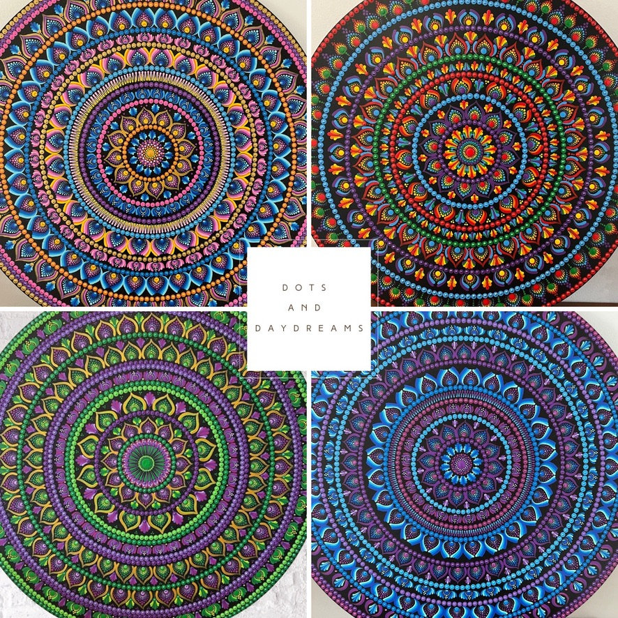 Mandala Art, 25cm Original Hand Painted Board, Dot Art, Dot Mandala ...