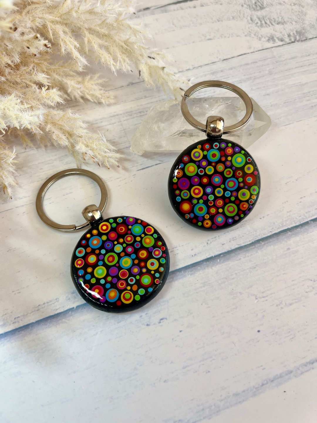 Mandala Art Keyring, 3cm Hand Painted, Dot Art, Dot Mandala, Red ...