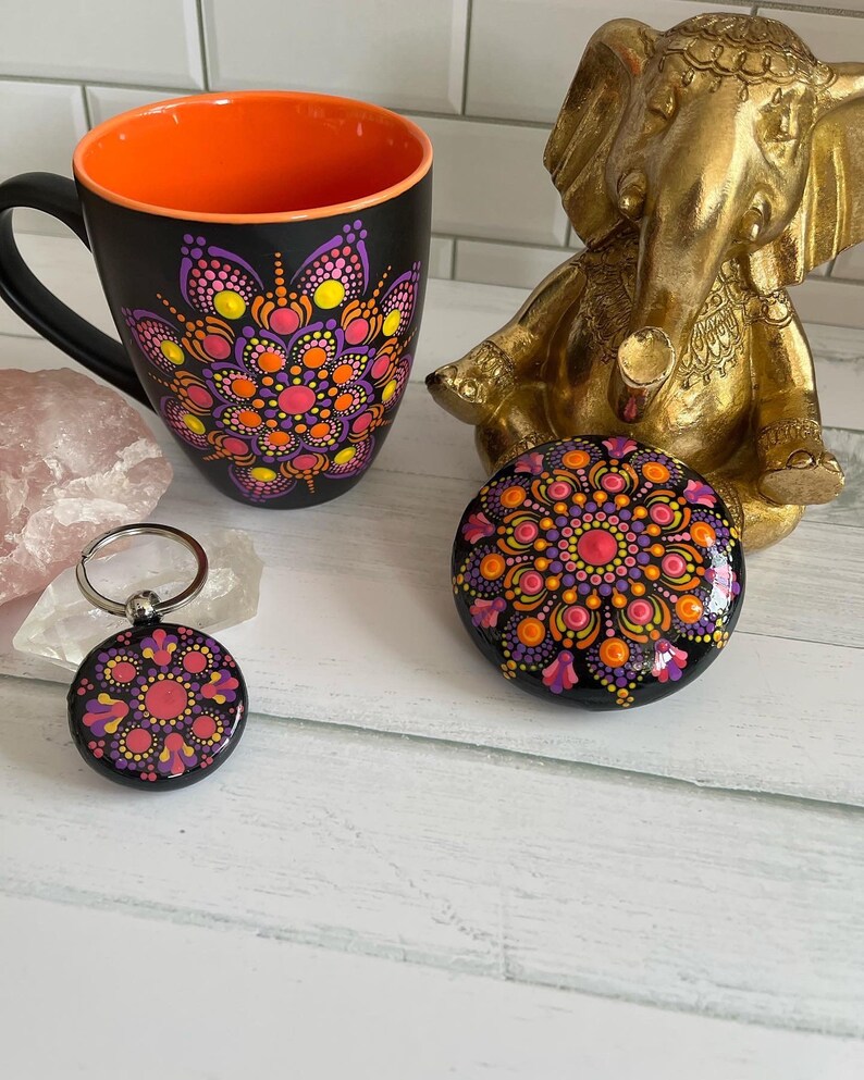 Mandala Art Keyring 3cm Hand Painted Dot Art Dot Mandala - Etsy