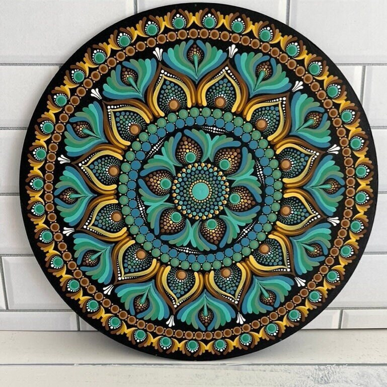 Mandala Art 25cm Hand Painted Board Dot Art Dot Mandala - Etsy