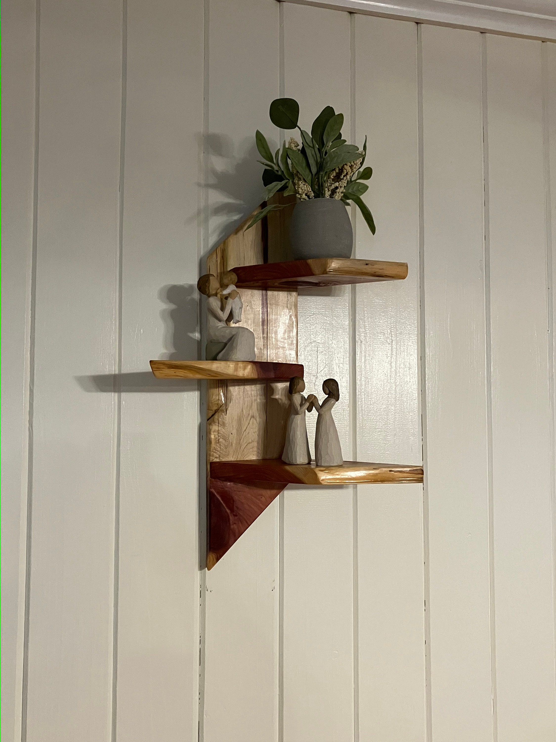 Live Edge Rustic Geometric Three Level Shelf - Etsy