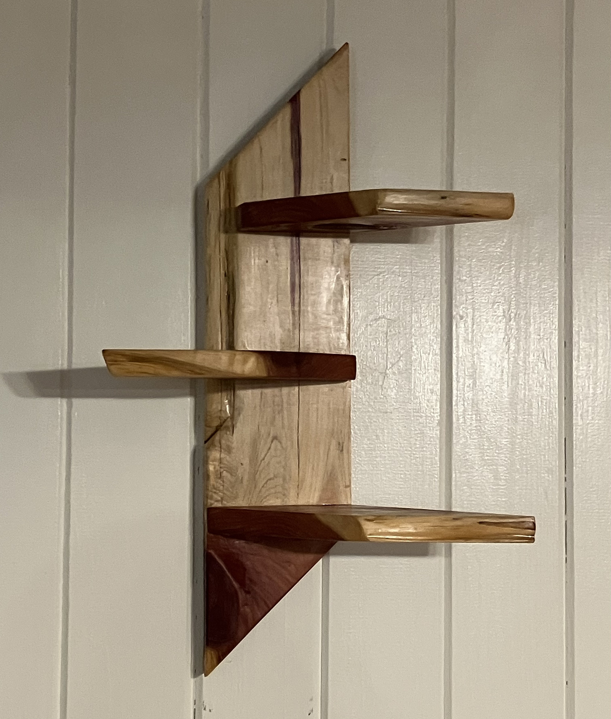 Live Edge Rustic Geometric Three Level Shelf - Etsy