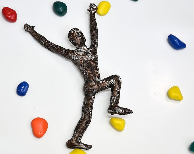 Metal Sculpture of a Climbing Man, Metal Wall Art, Climber 3d Gift ...