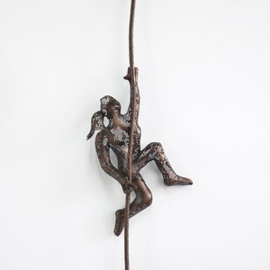 Miniature Metal Sculpture, Climbing Woman on Rope, Home Decor, Abstract ...
