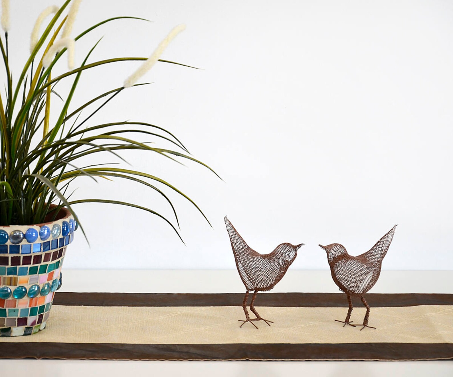 Set of 2 Small metal Bird sculptures Metal bird figurines | Etsy