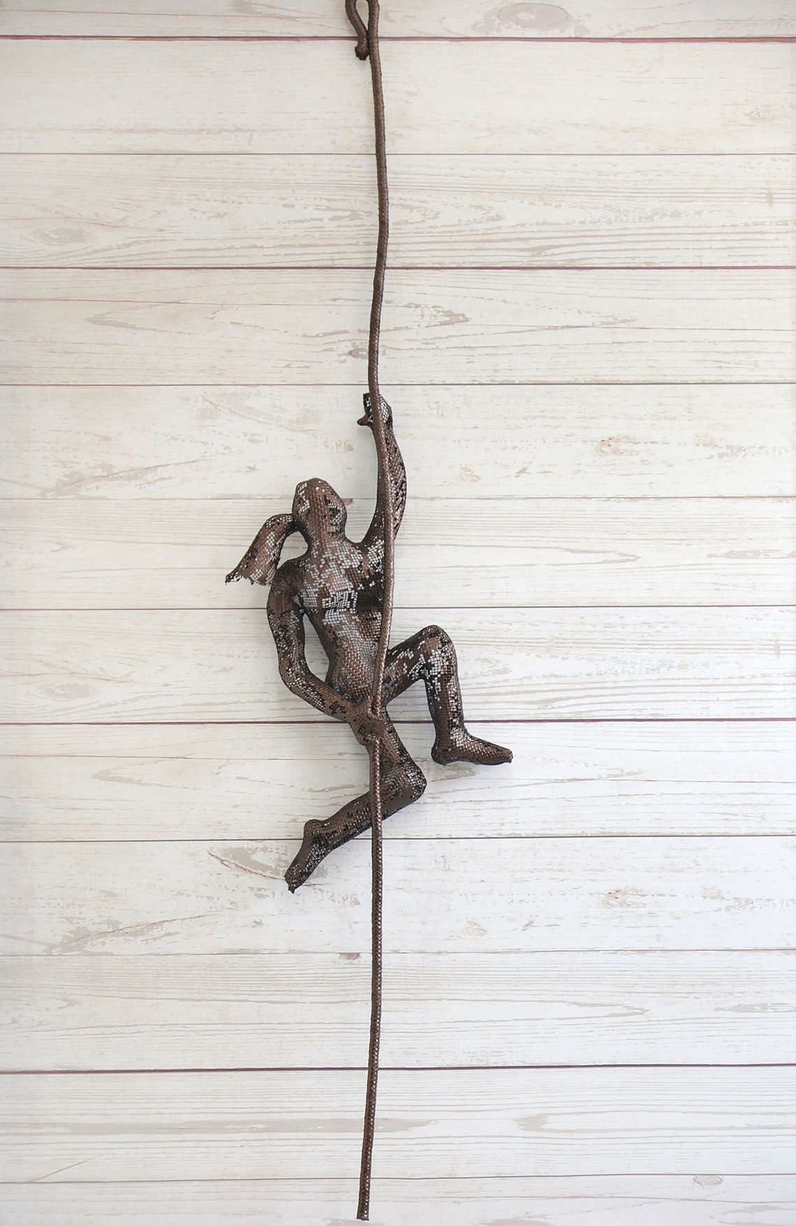 Climbing Woman With Rope Wire Mesh Sculpture Wall Hanging | Etsy