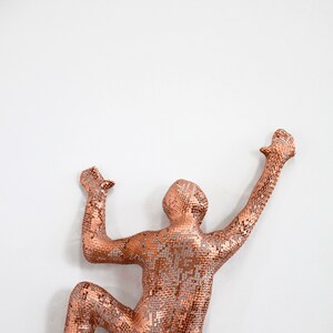 Climbing Figure, Metal Wall Art, Wire Mesh Sculpture, Wall Hanging ...