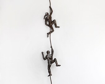 Rock climber Climbing Figure on the rope Metal art sports