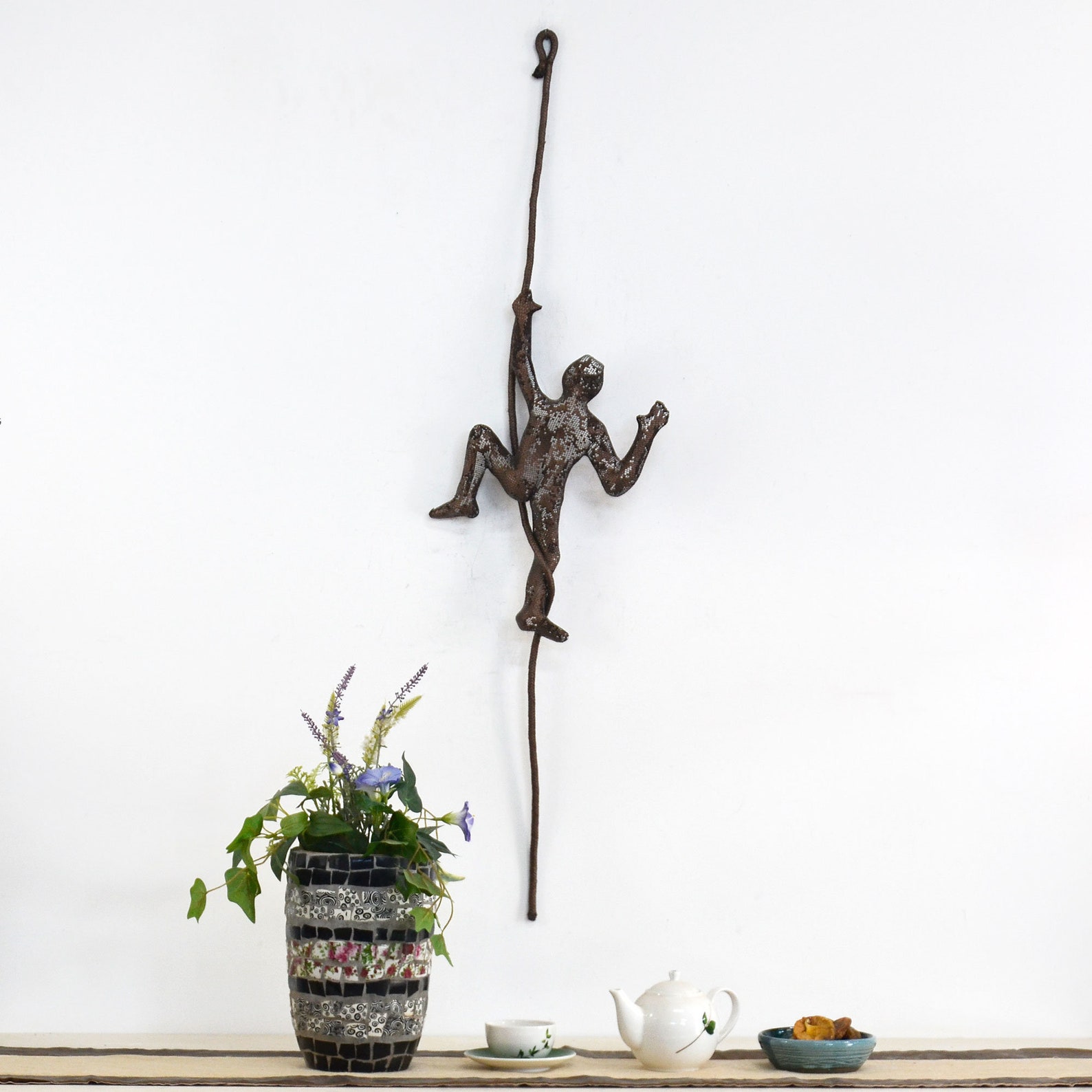 Rock Climber Climbing Figure on the Rope Metal Art Sports - Etsy