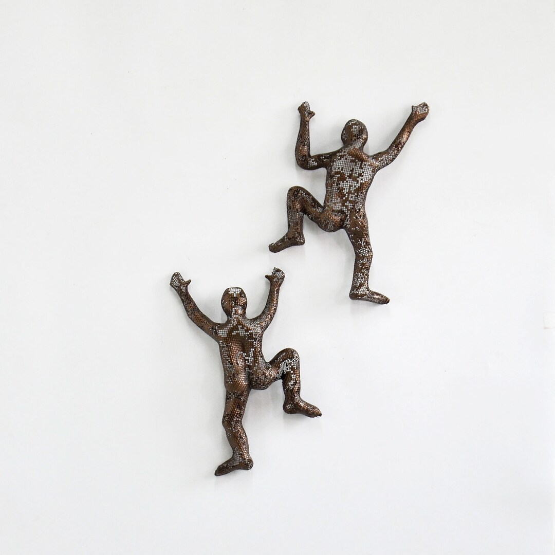 SET of 2 Miniature Climbing Figure, Wall Decor, Wall Hanging, Metal Art ...