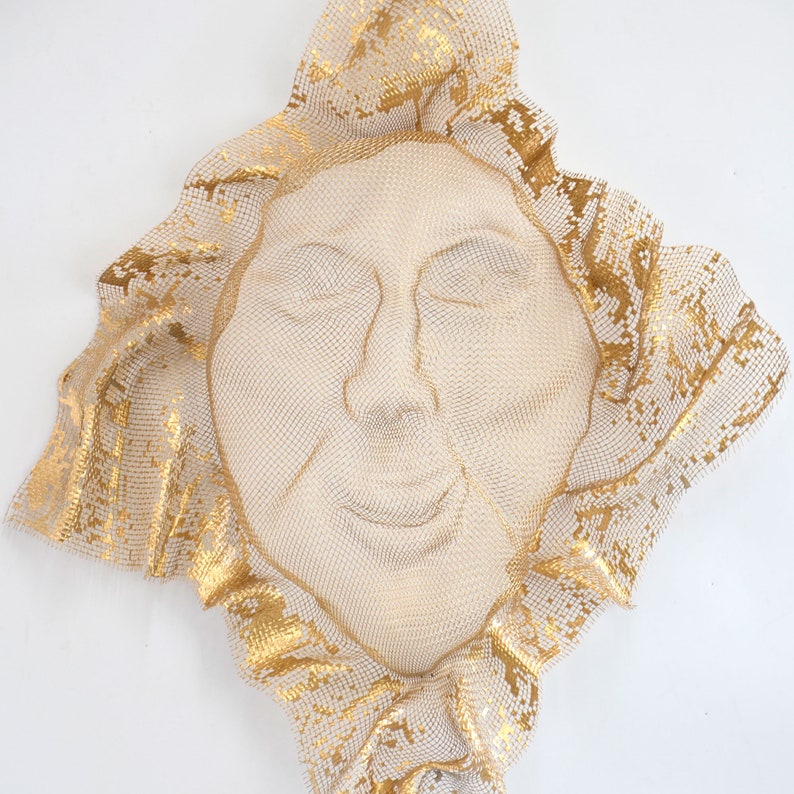 Metal wall sculpture mask sculpture wire mesh face interior | Etsy