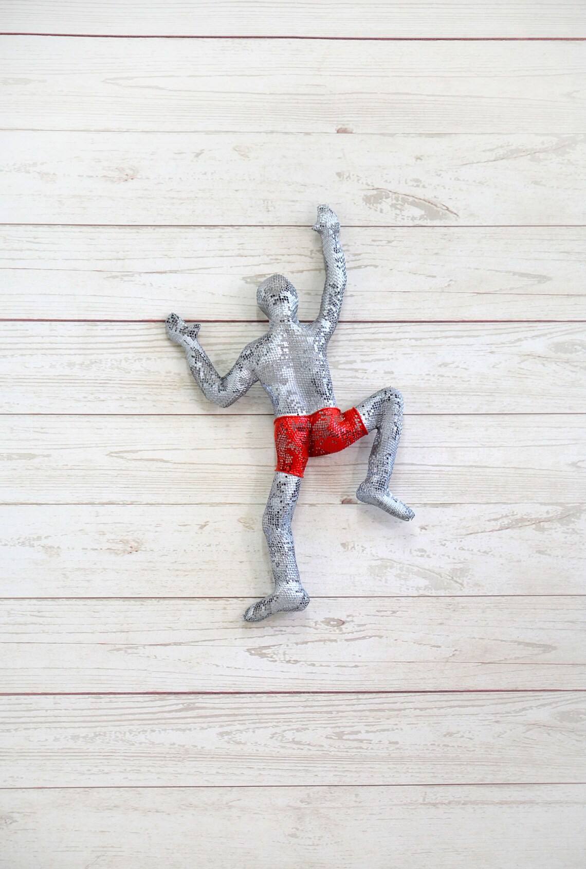 Climbing Man Figure, Metal Wall Art, Rock Climber, Wire Mesh Sculpture ...