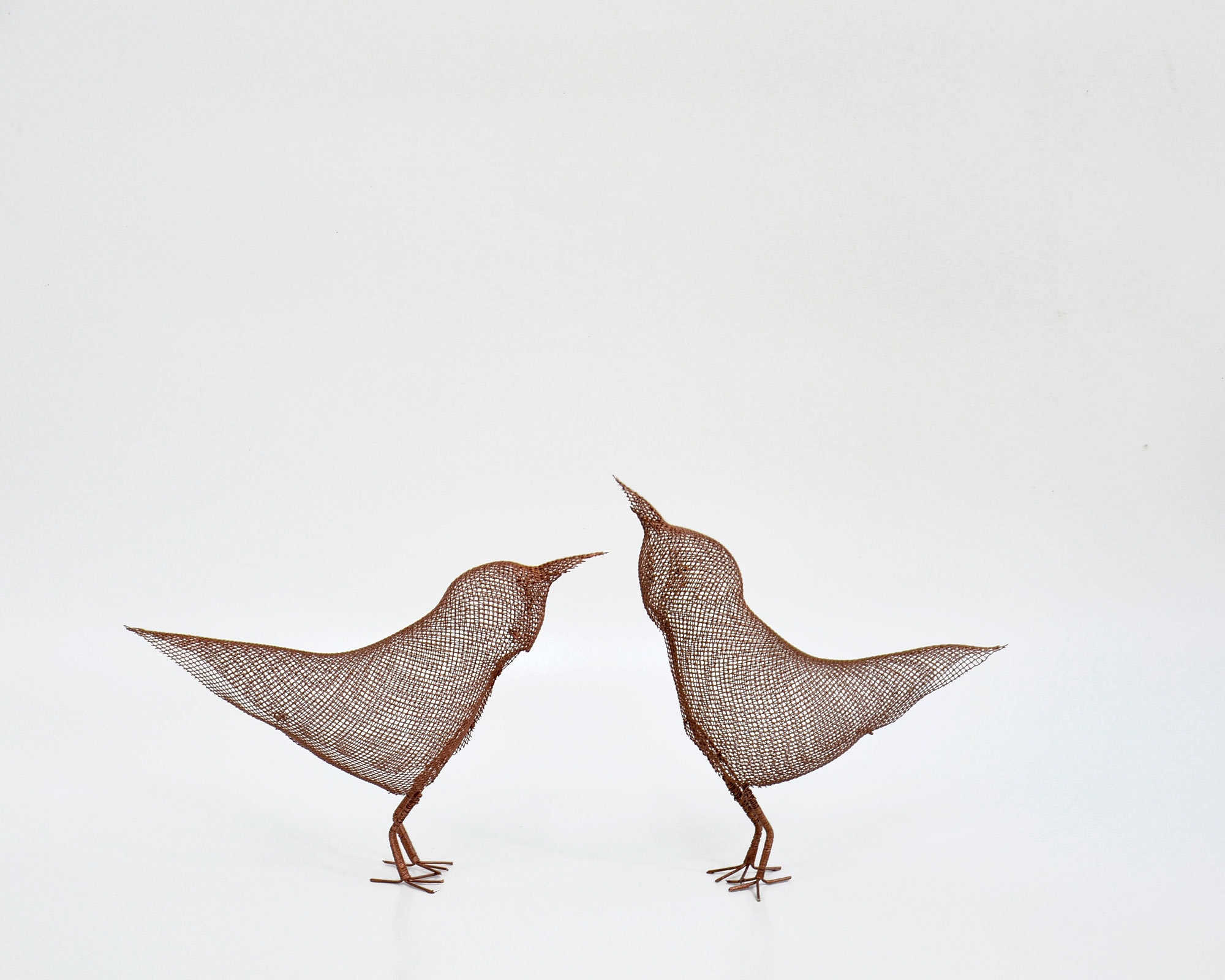 Set of 2 Small Metal Bird Sculptures, Metal Bird Figurines ...