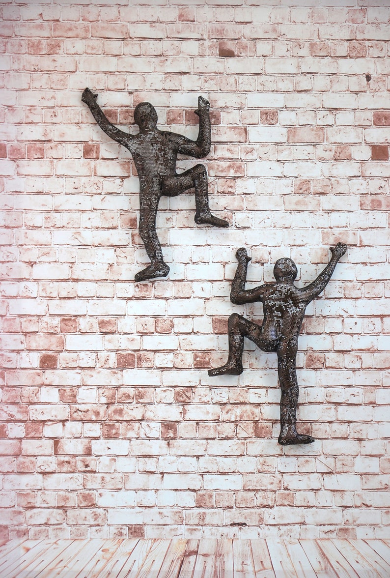 Climbing Figure metal wall art abstract art wire mesh | Etsy