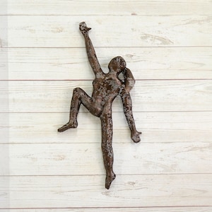 Climbing Woman Figure, Metal Wall Art, Rock Climber, Wire Mesh ...