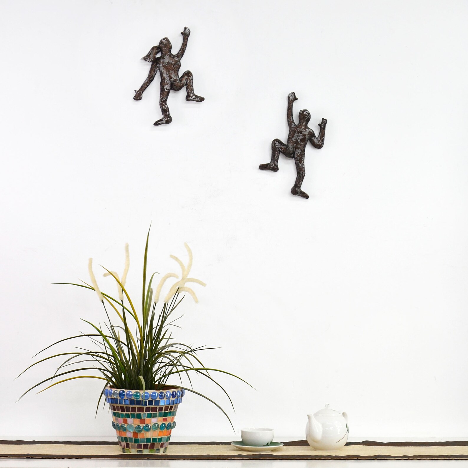 Metal Wall Art SET of 2 Miniature Climbing Figure, Wall Decor, Wall ...