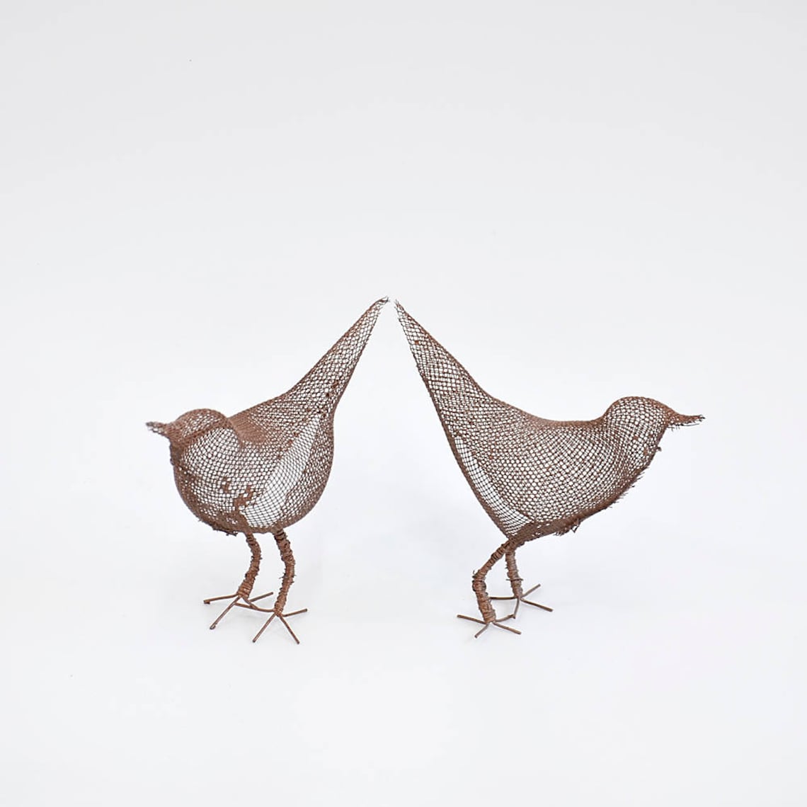 Set of 2 Small metal Bird sculptures Metal bird figurines | Etsy