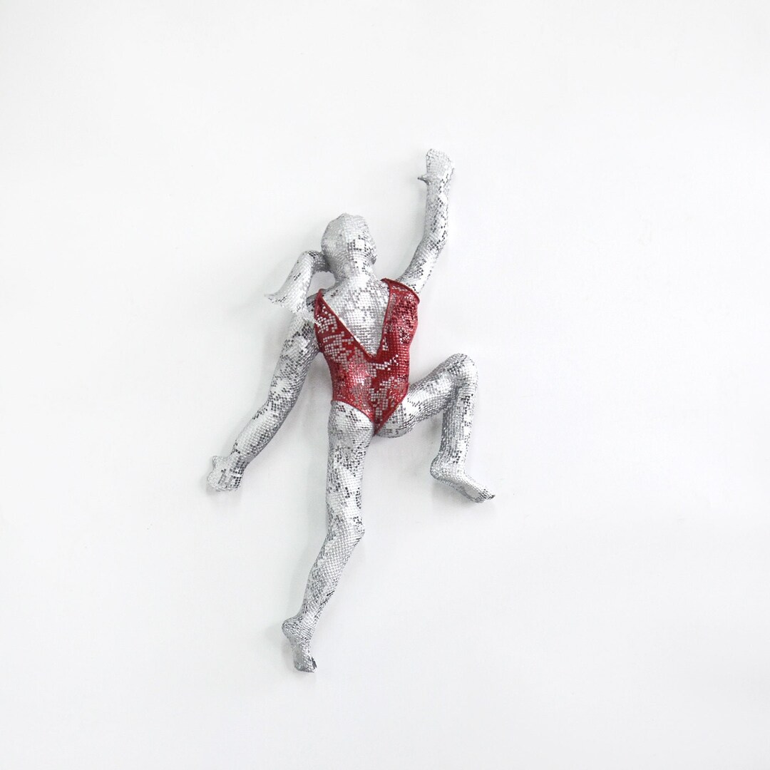 Climbing Woman Figure, Metal Wall Art, Rock Climber, Gift Sculpture ...
