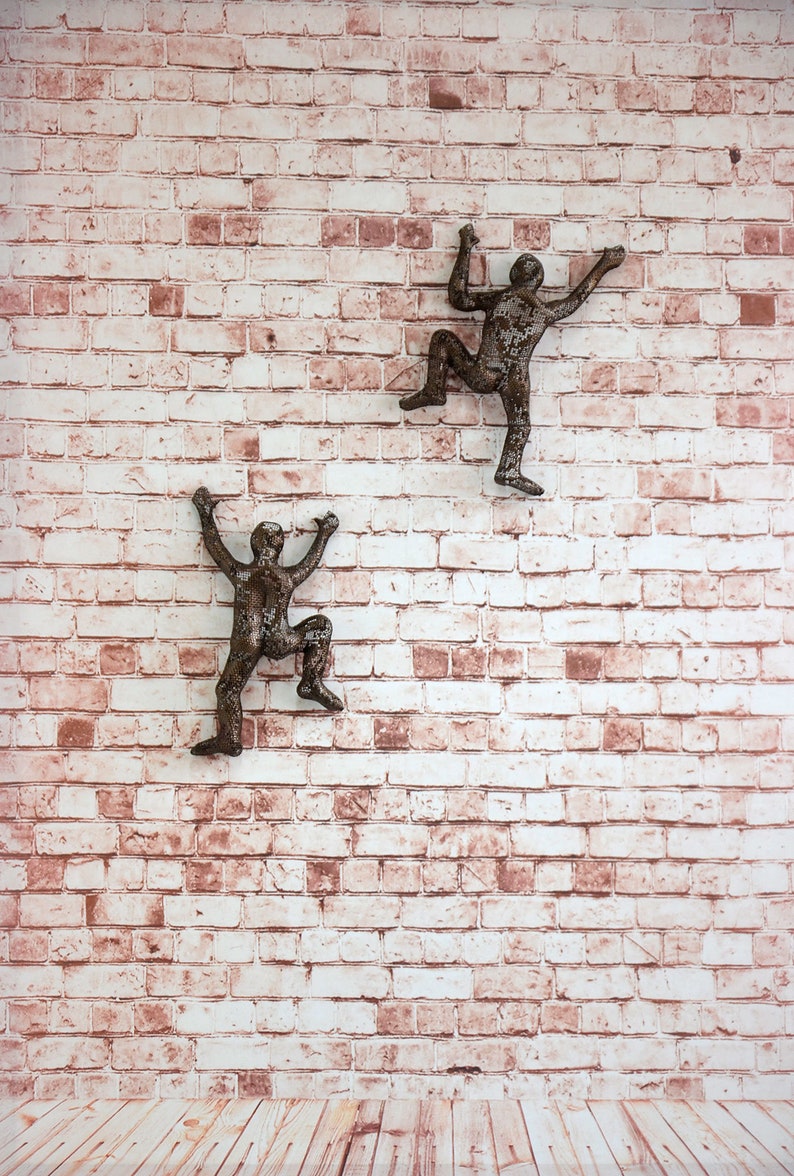 SET of 2 Miniature Climbing Figure, Wall Decor, Wall Hanging, Metal Art ...