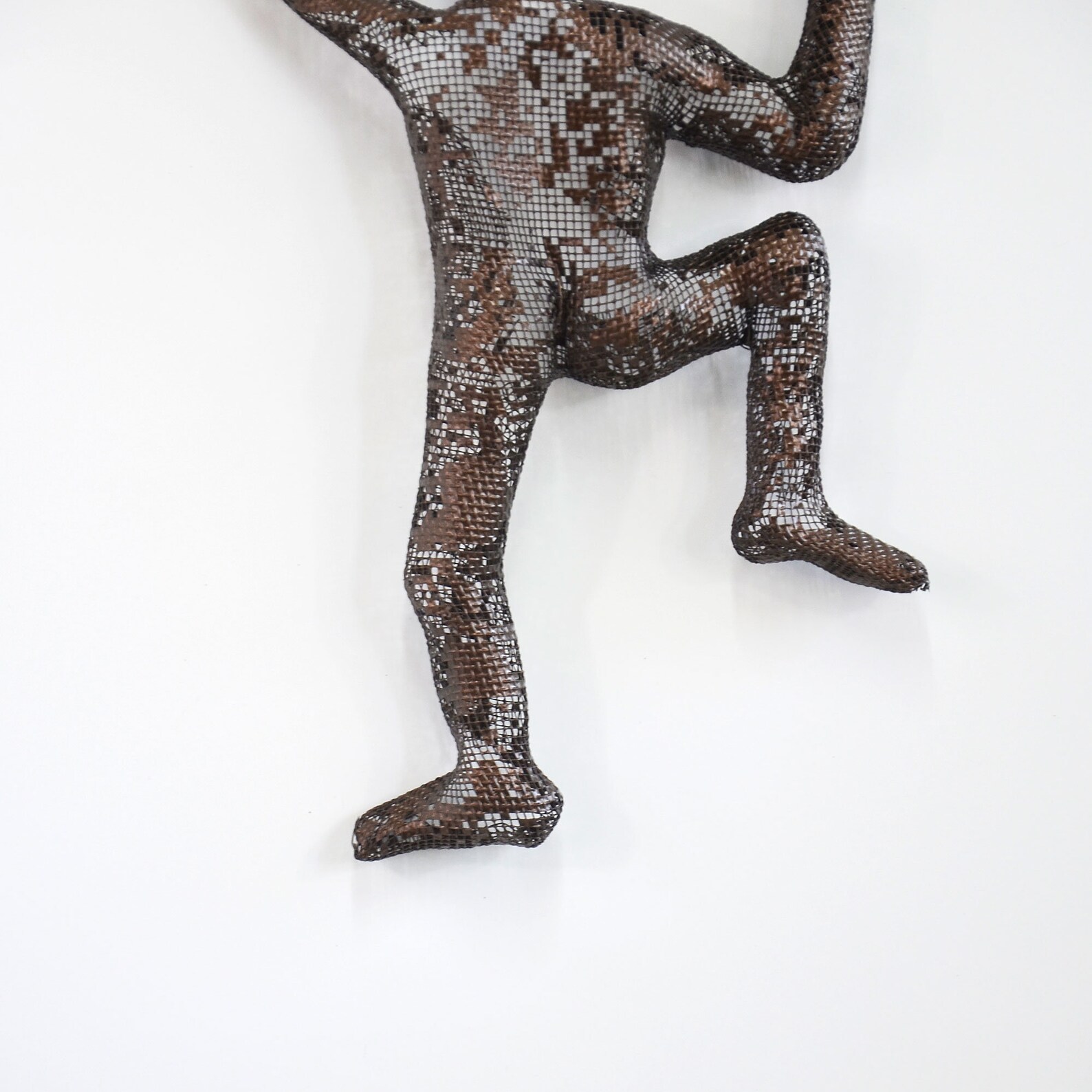Climbing Figure, Metal Wall Art, Abstract Art, Wire Mesh Sculpture ...