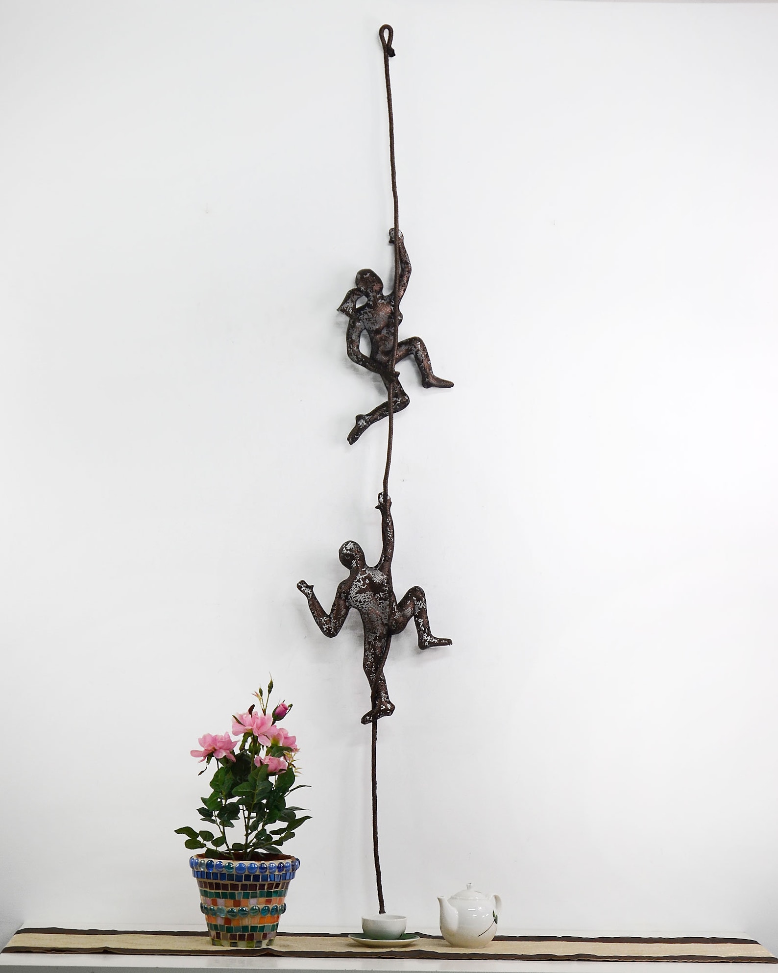 Metal Wall Art SET of 2 Climbing Figures on Rope Wall Decor - Etsy