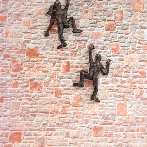 Metal wall art SET of 2 Miniature climbing figure wall decor | Etsy