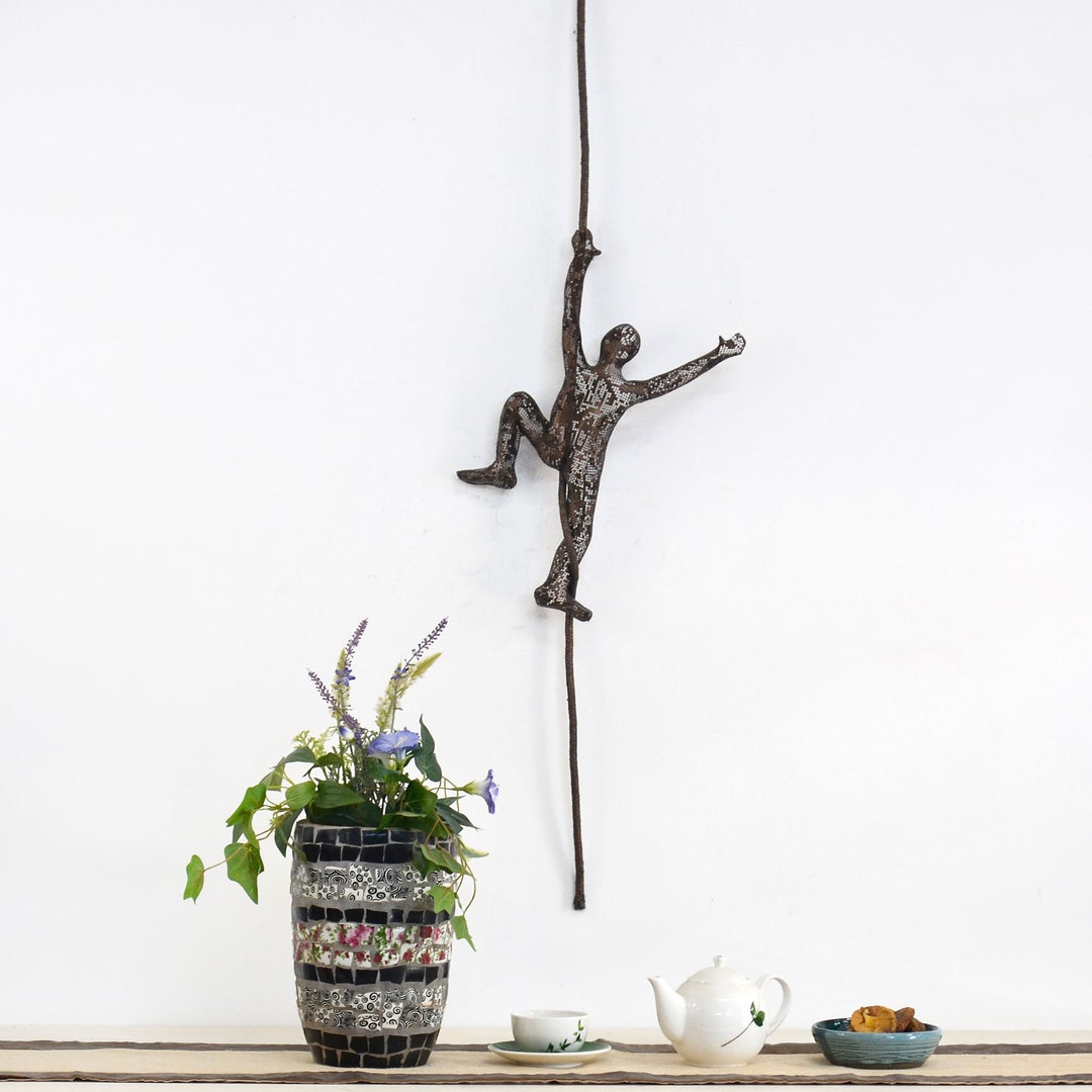 Modern Climbers, 3D Wall Art Rock Climber, Climbing Figure on the Rope ...