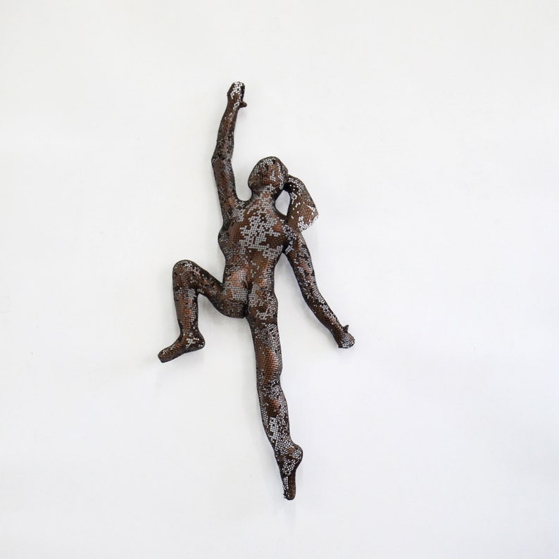Climbing Woman Figure Metal Wall Art Rock Climber Wire Mesh - Etsy