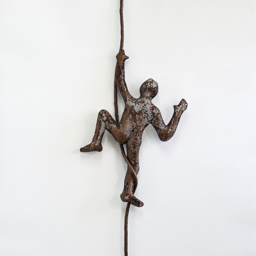 Rock Climber, Climbing Figure on the Rope, Metal Art, Sports Decor ...