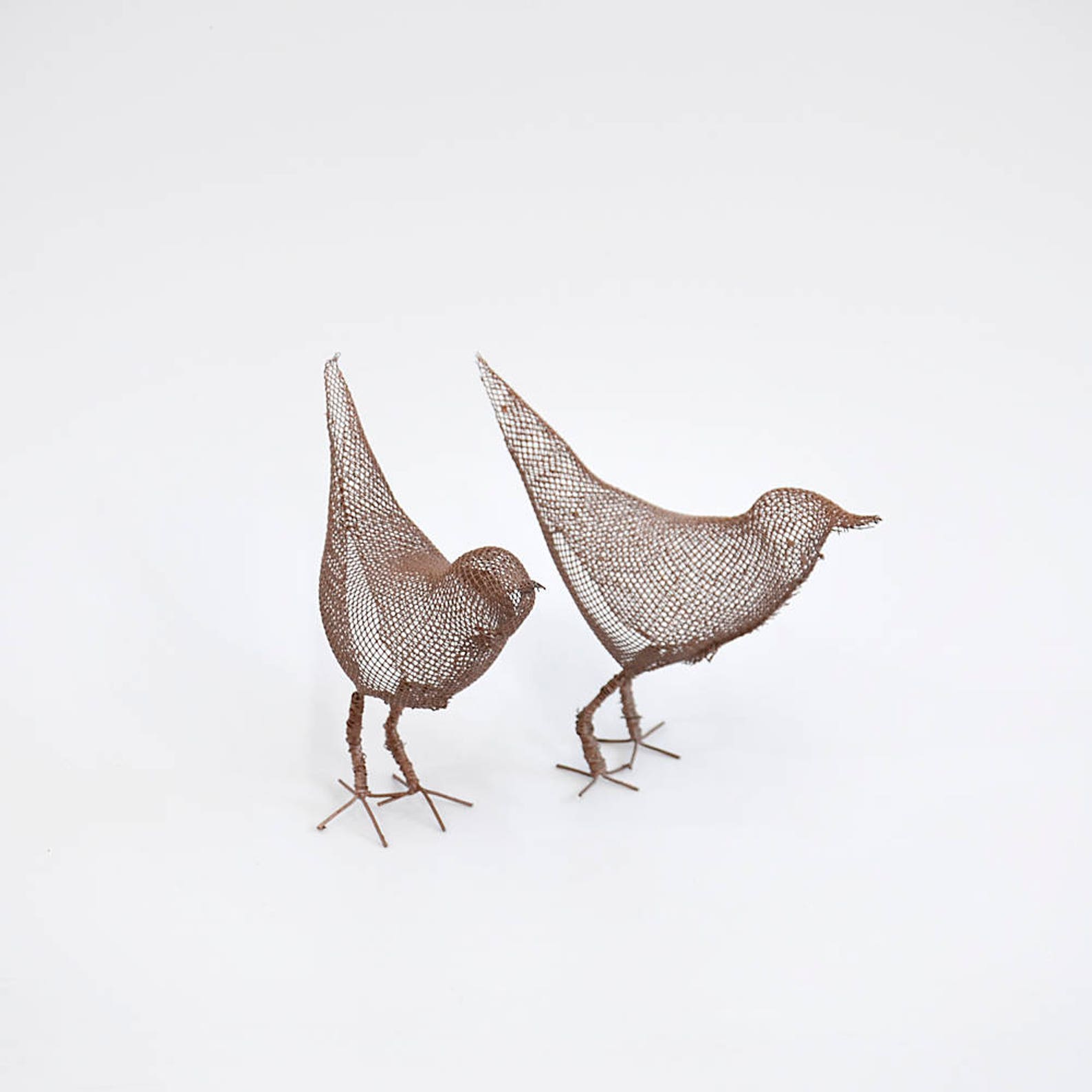 Set of 2 Small metal Bird sculptures Metal bird figurines | Etsy