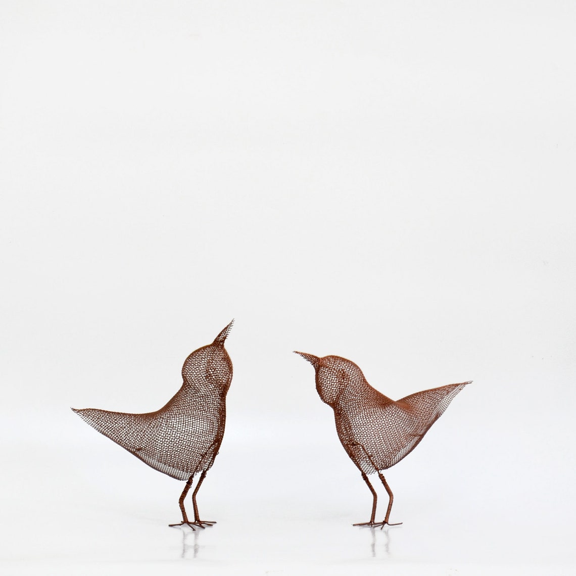 Set of 2 Small Metal Bird Sculptures, Metal Bird Figurines ...