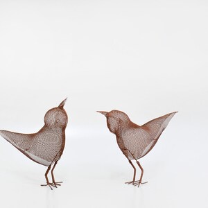Set of 2 Small Metal Bird Sculptures, Metal Bird Figurines ...