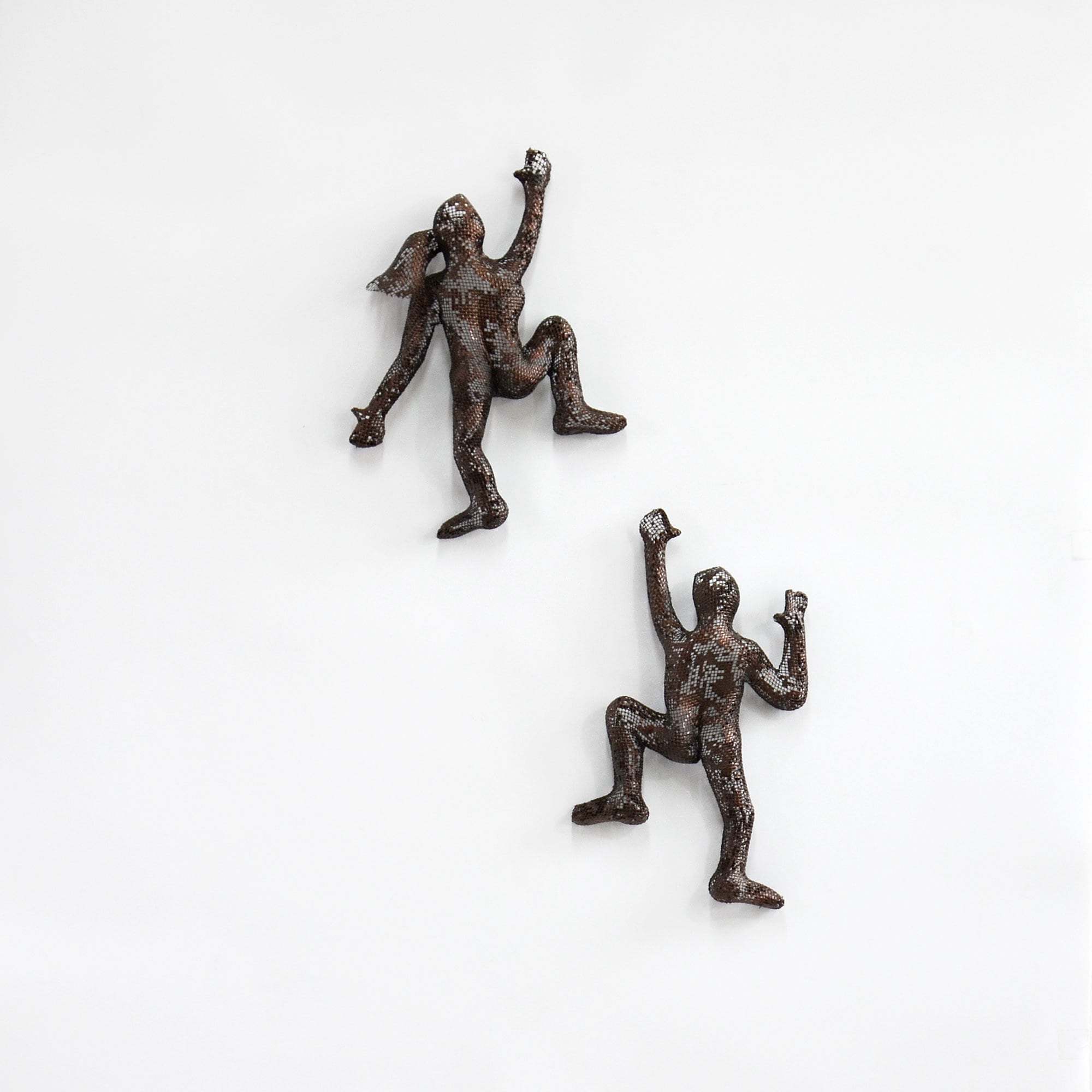 Metal wall art SET of 2 Miniature climbing figure wall decor | Etsy