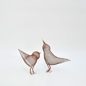Set of 2 Small Metal Bird Sculptures, Metal Bird Figurines ...