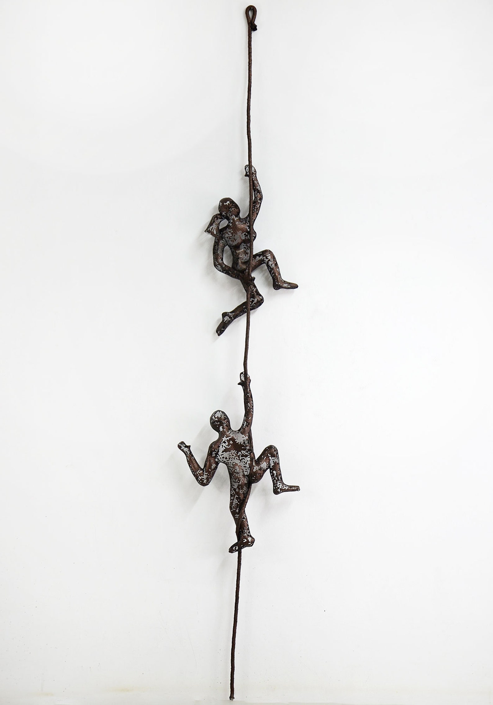 Metal Wall Art, SET of 2 Climbing Figures on Rope, Wall Decor, Wall ...