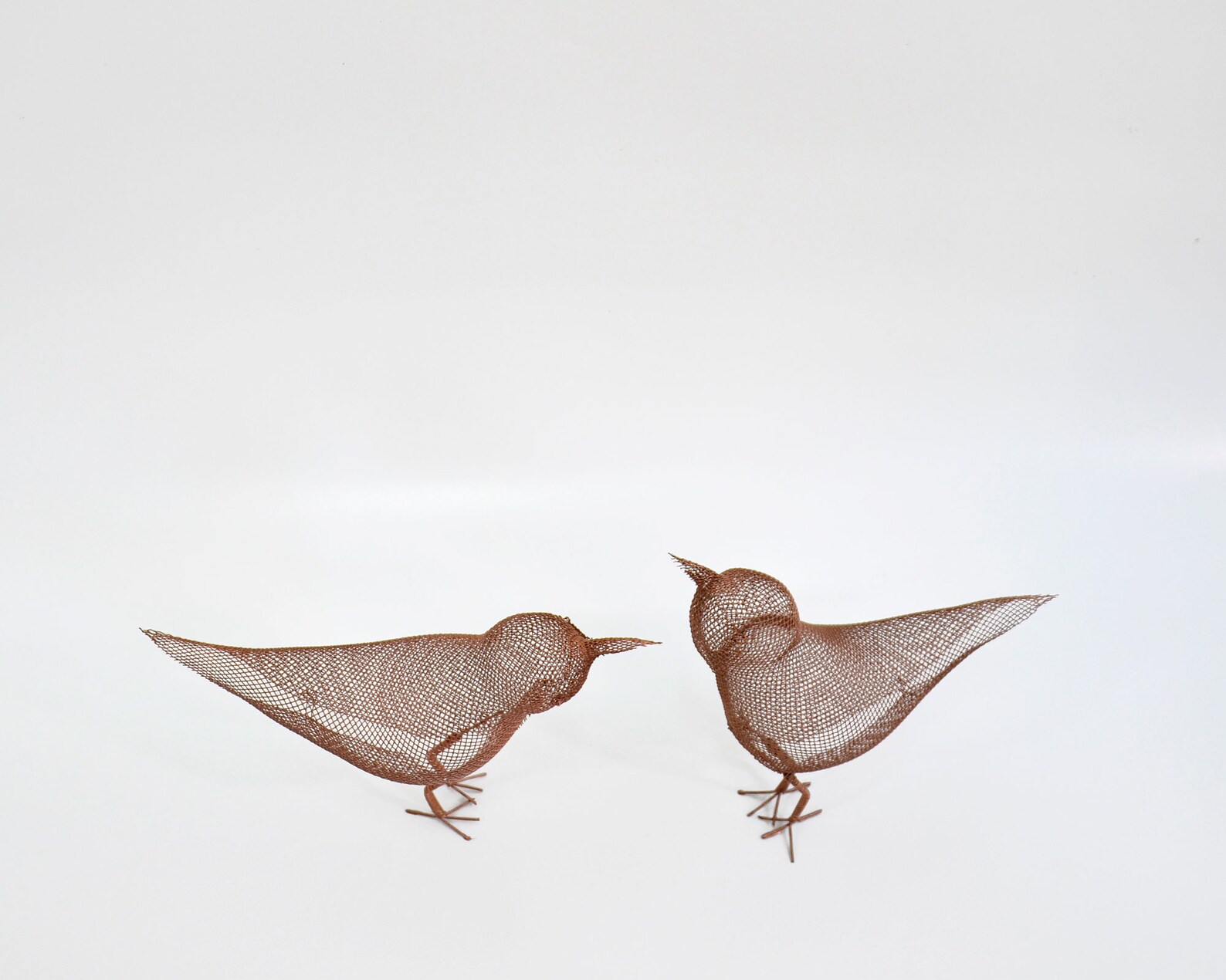 Set of 2 Small Metal Bird Sculptures, Metal Bird Figurines ...