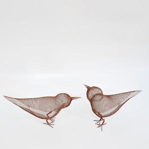 Set of 2 Small Metal Bird Sculptures, Metal Bird Figurines ...