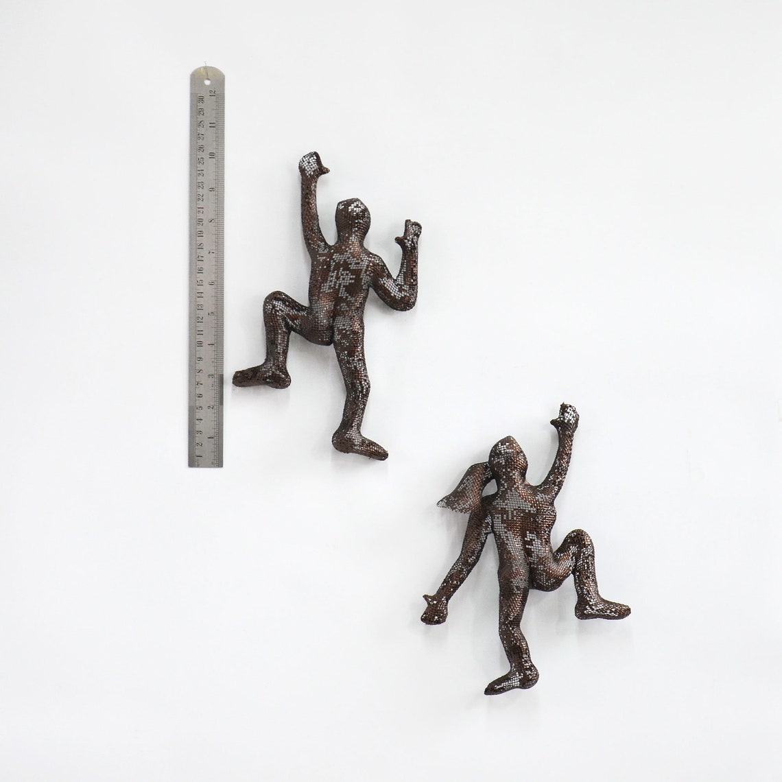 Metal wall art SET of 2 Miniature climbing figure wall decor | Etsy