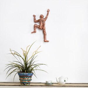 Climbing Figure, Metal Wall Art, Wire Mesh Sculpture, Wall Hanging ...