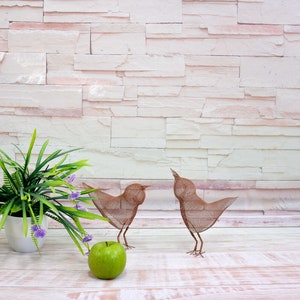 Set of 2 Small Metal Bird Sculptures, Metal Bird Figurines ...