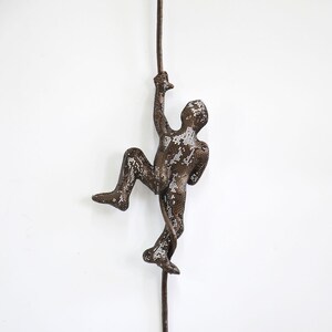 Metal Wall Art, Miniature Metal Sculpture, Climbing Man on the Rope ...