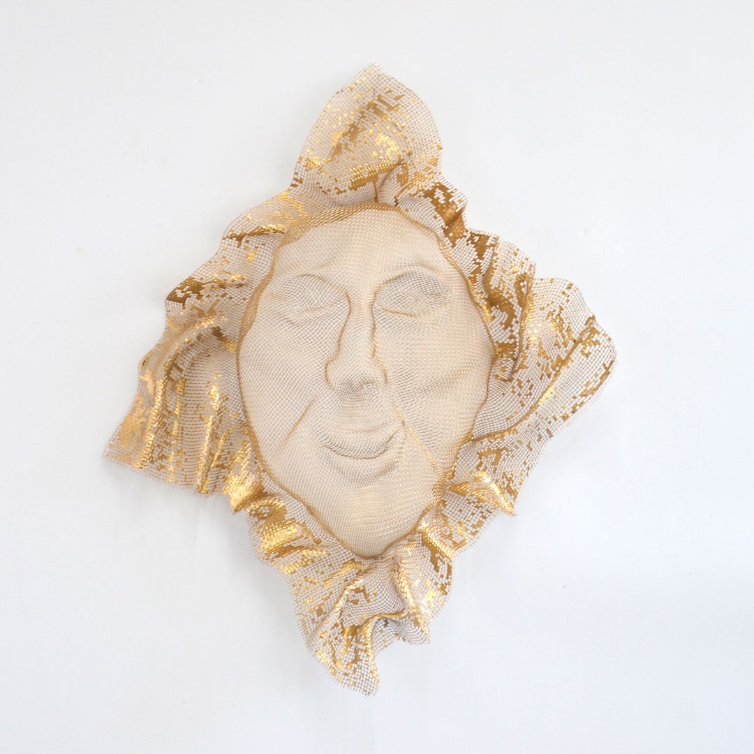 Metal Wall Sculpture, Mask Sculpture, Wire Mesh Face, Interior Design ...