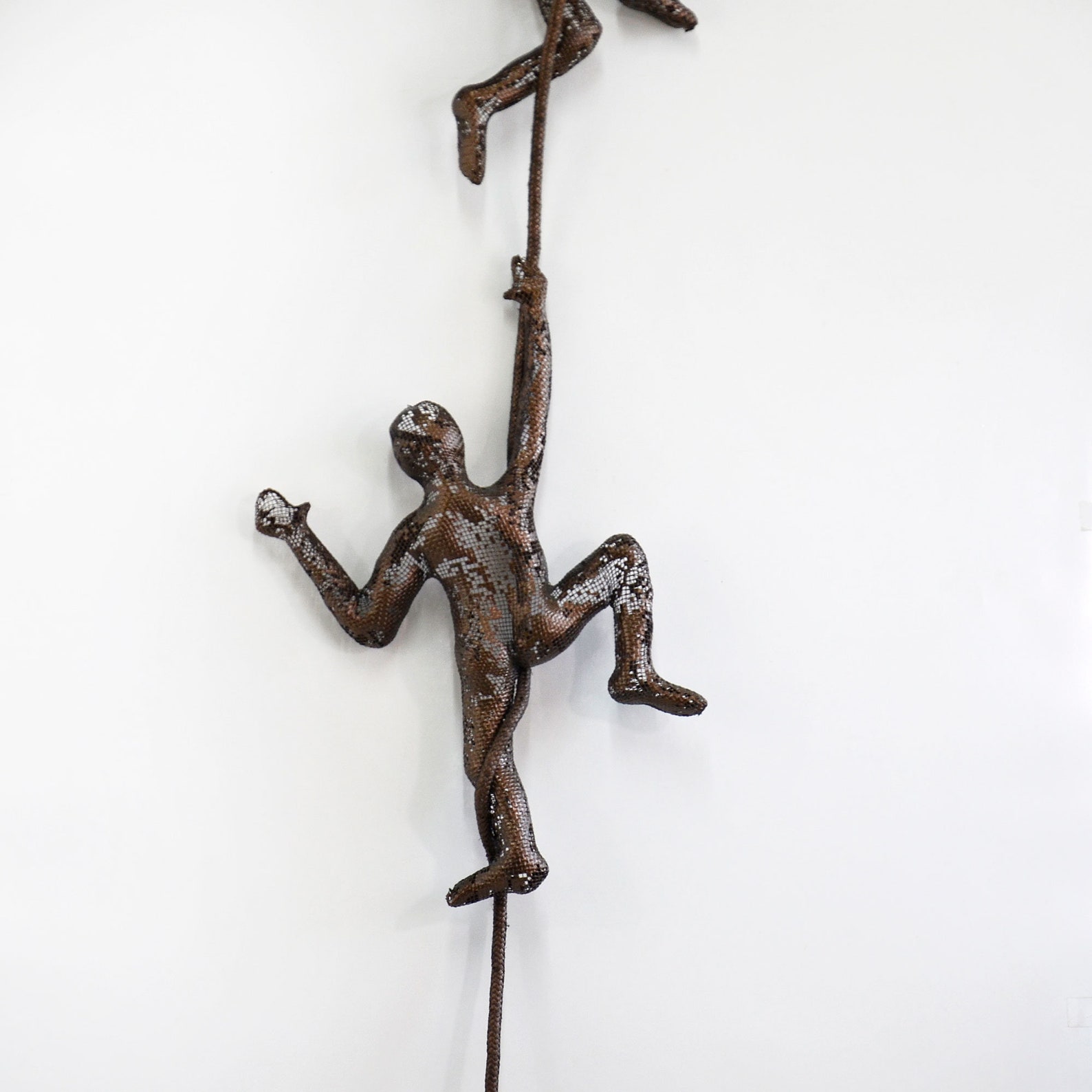 Metal Wall Art, SET of 2 Climbing Figures on Rope, Wall Decor, Wall ...