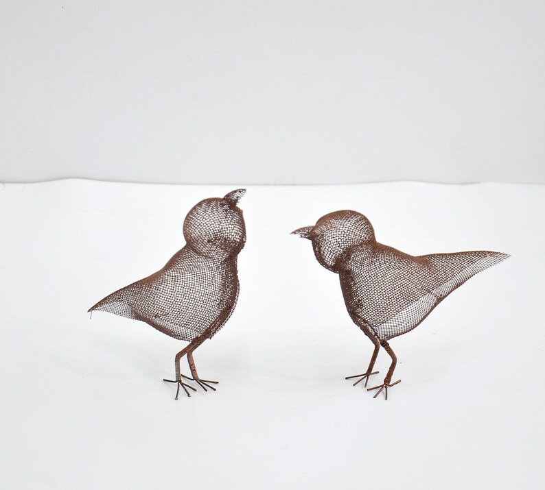 Set of 2 Small Metal Bird Sculptures Metal Bird Figurines | Etsy