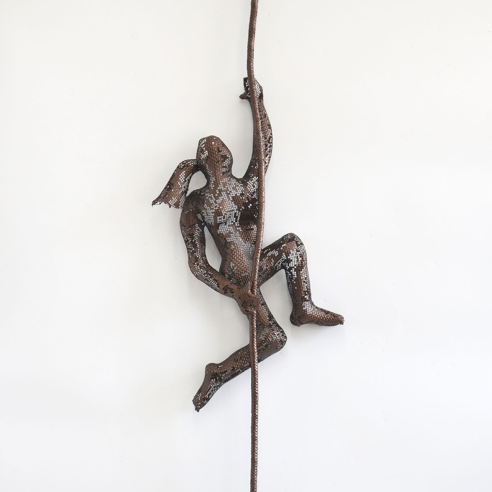 Climbing Woman With Rope Wire Mesh Sculpture Wall Hanging | Etsy
