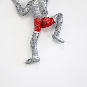 Climbing Man Figure, Metal Wall Art, Rock Climber, Wire Mesh Sculpture ...