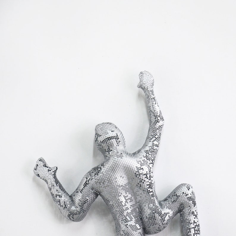 Climbing Man Sculpture, Wire Mesh Sculpture, Hanging Sculpture, Modern ...
