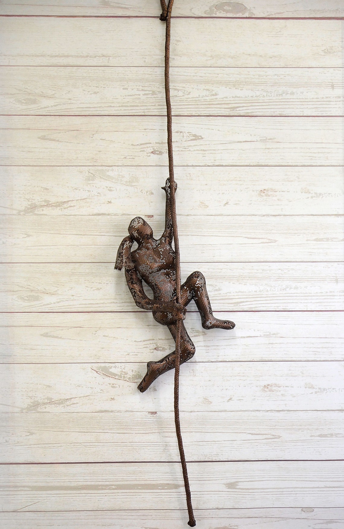 Climbing Woman With Rope, Wire Mesh Sculpture, Wall Hanging ...