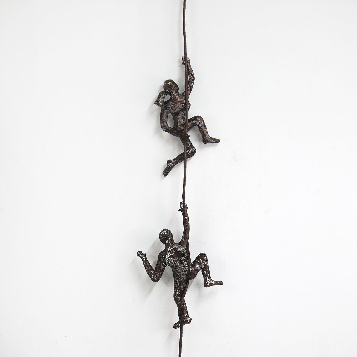 Metal Wall Art SET of 2 Climbing Figures on Rope Wall Decor - Etsy