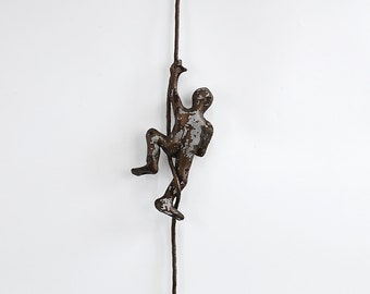 Rock climber Climbing Figure on the rope Metal art sports